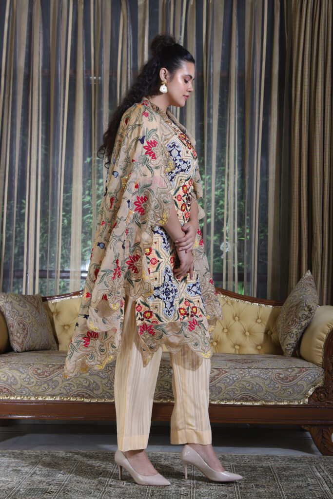 Peach Turkish Embroidered Suit Set - Folklore Collections Online