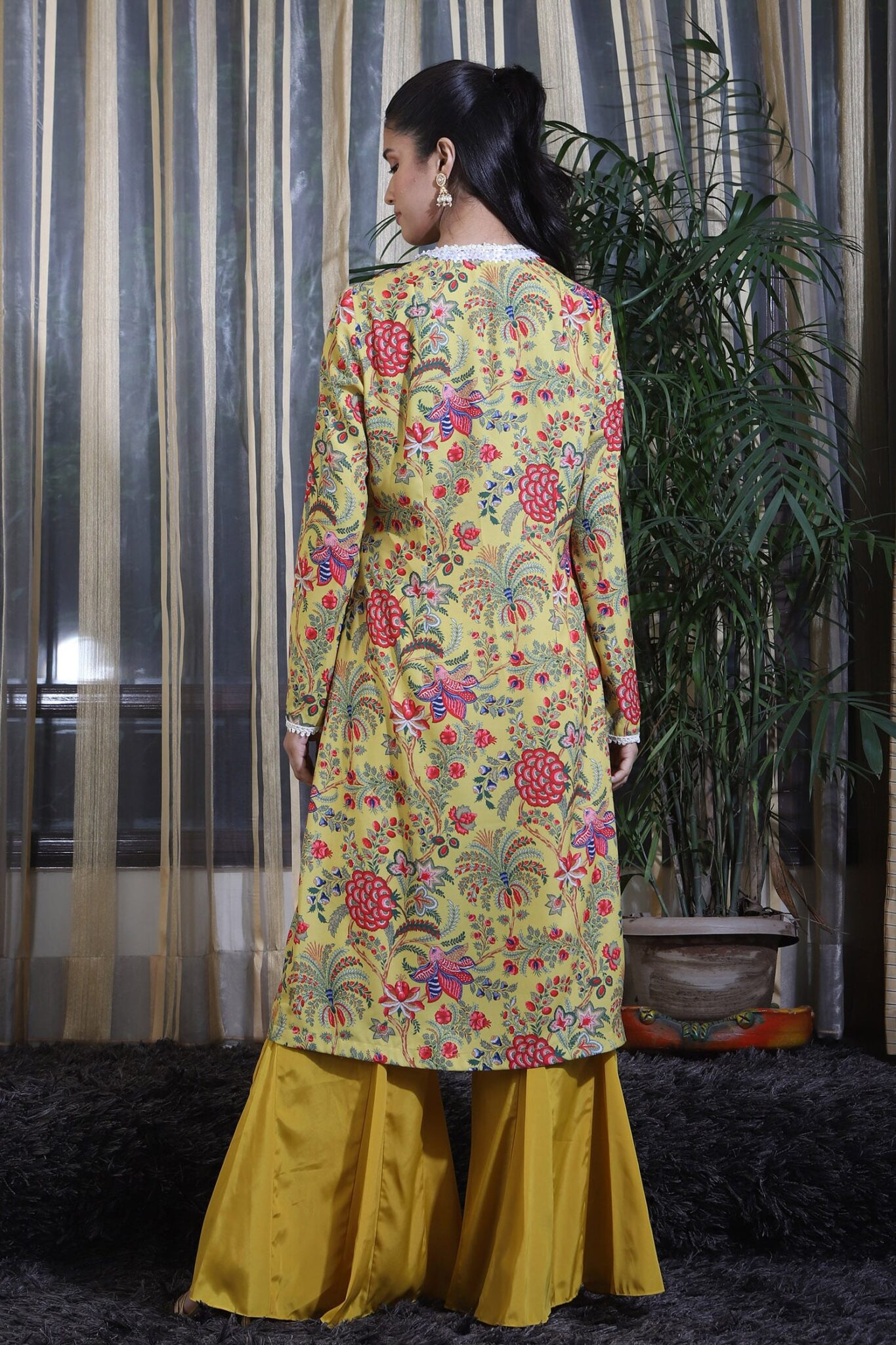 Yellow Turkish Print Sharara Set - Folklore Collections Online