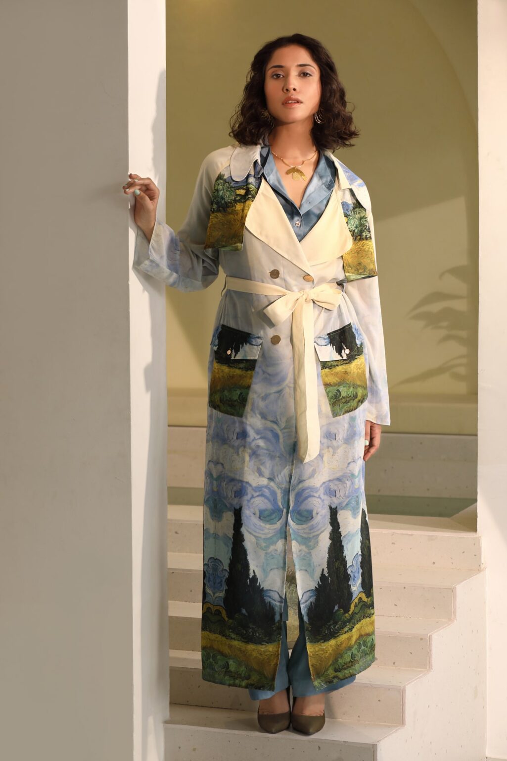 Landscape-print Trench