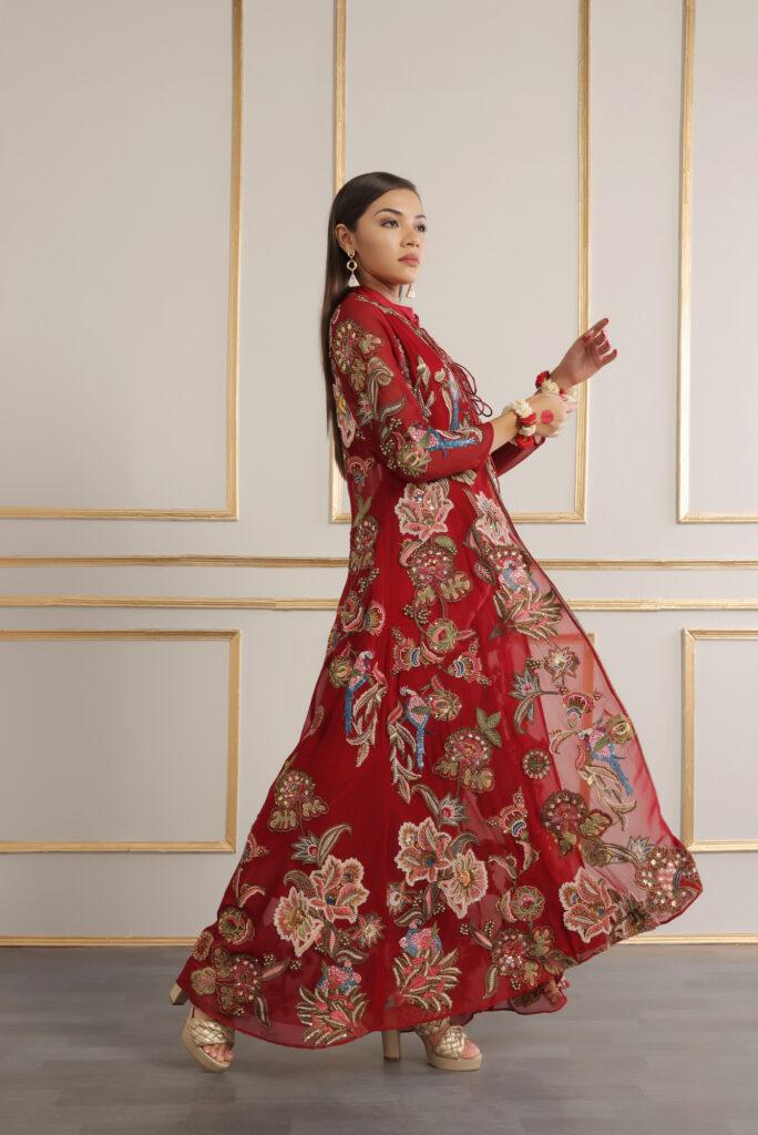 Turkish Hand Embroidered Detailed Long Kali Jacket Set - Folklore