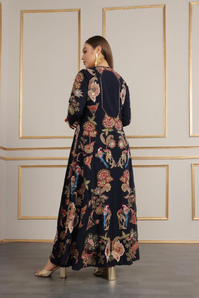 Turkish Hand Embroidered Detail Long Kali Jacket Set - Folklore